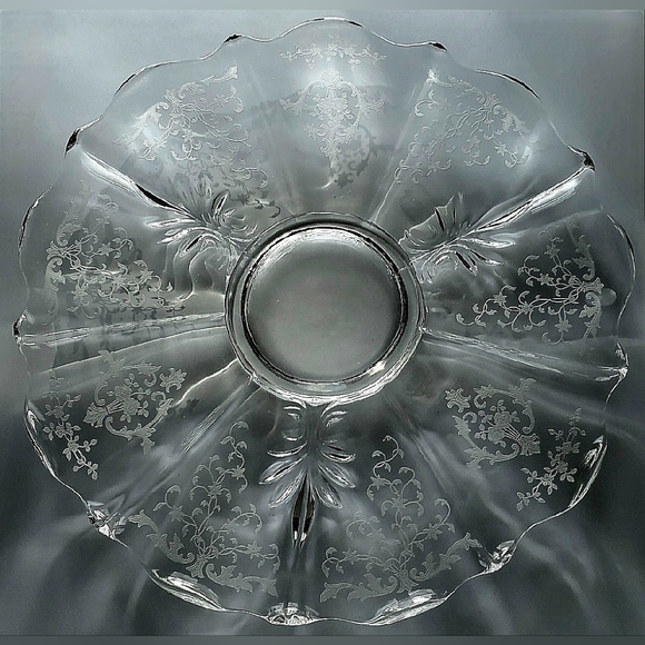 Fostoria | Dining | Vntg 4 Fostoria Navarre Etched Clear Baroque Torte ...